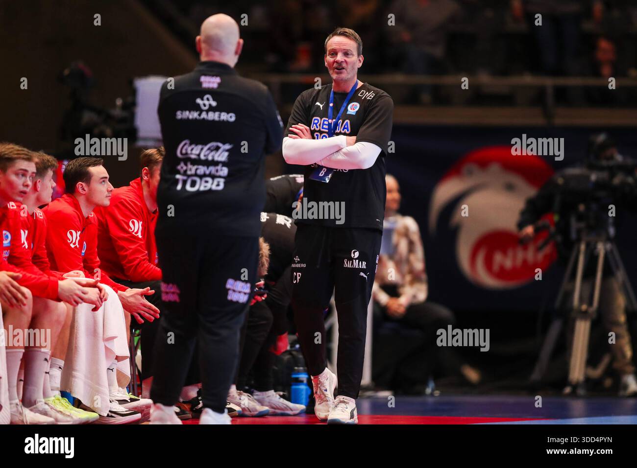 Fornebu 20251228. Kolstad coach Christian Berg NM final handball senior ...