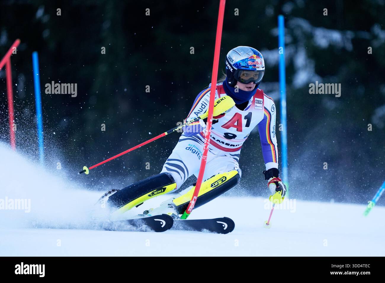 Germany's Emma Aicher speeds down the course during an alpine ski ...