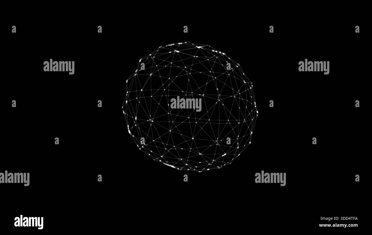 Glow wire sphere on black bg rotate endless wireframe Futuristic ...