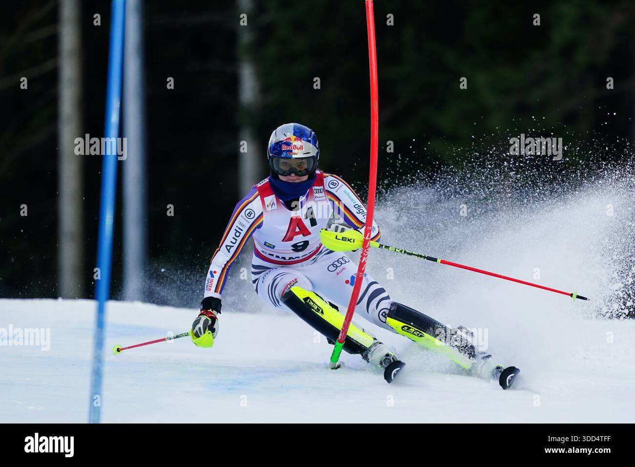 Germany's Emma Aicher speeds down the course during an alpine ski ...