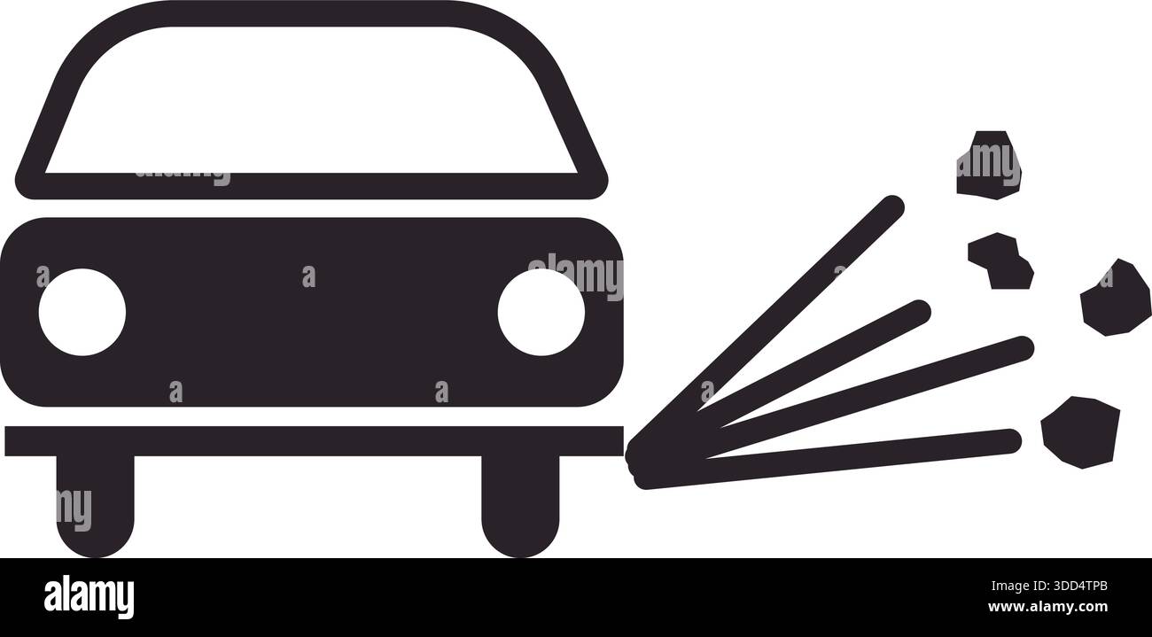 Pictogram icon of traffic sign that alerts drivers of loose gravel on ...
