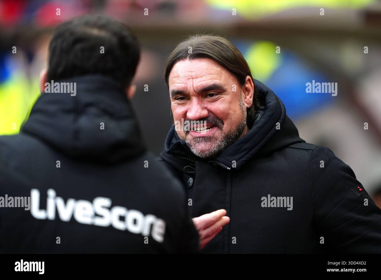 Leeds United manager Daniel Farke (right) before the Premier League ...
