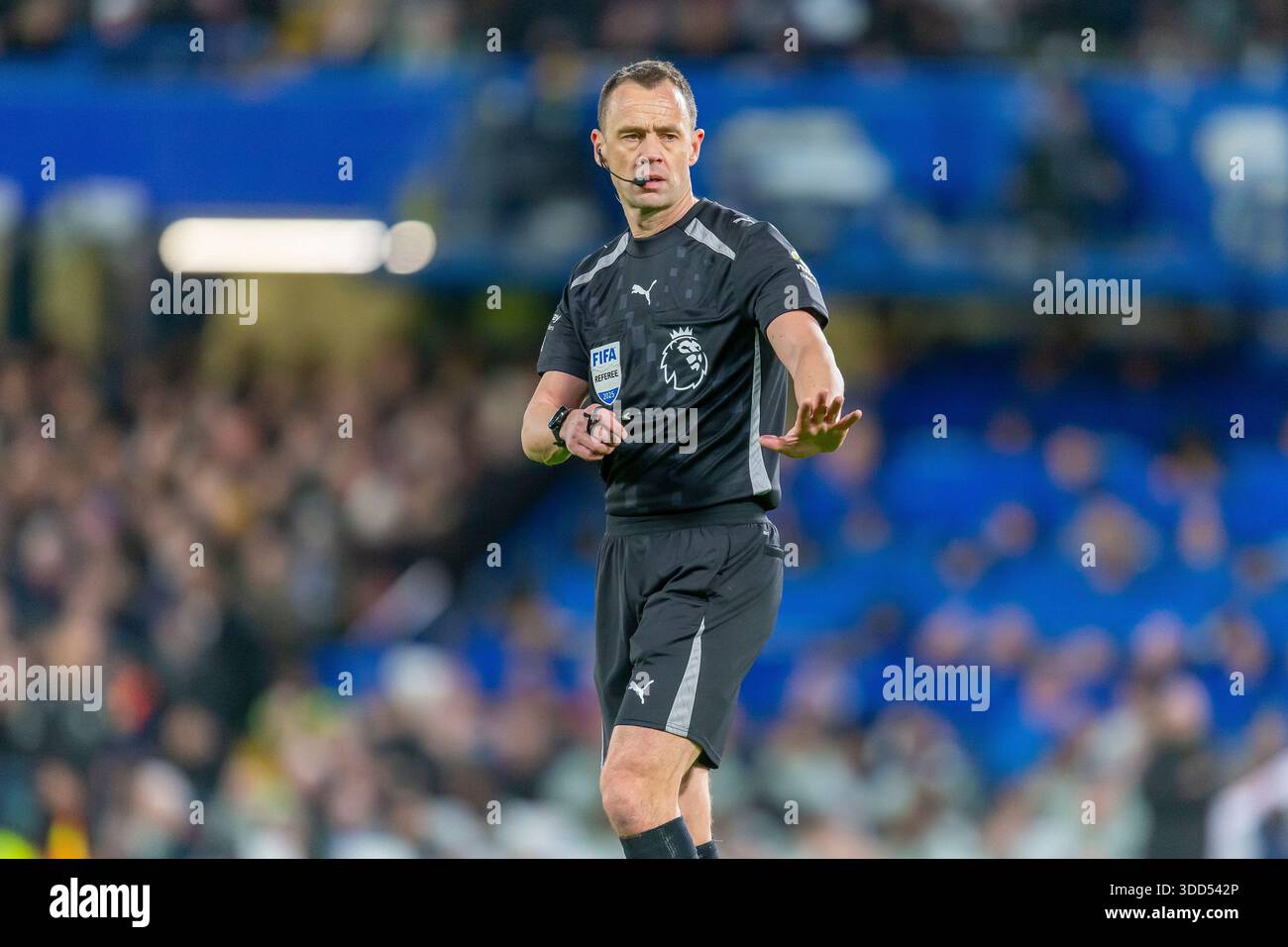Stamford Bridge, London, UK. 27th Dec 2025. Referee Stuart Attwell ...