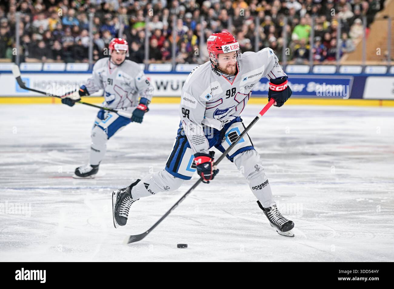 Helsinki's Oliver Larsen scores, during the game between HC Fribourg ...
