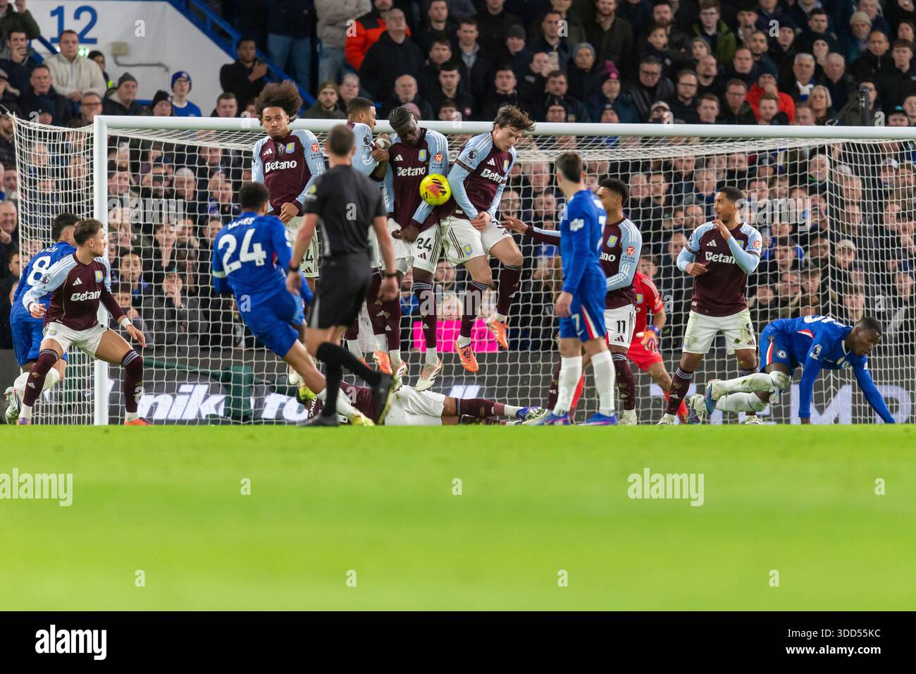 Reece James of Chelsea takes a free kick during the Premier League ...