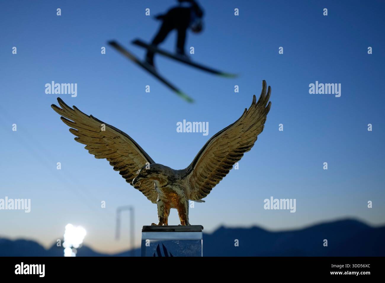 The tournament trophy is displayed at the first stage of the Four Hills ...