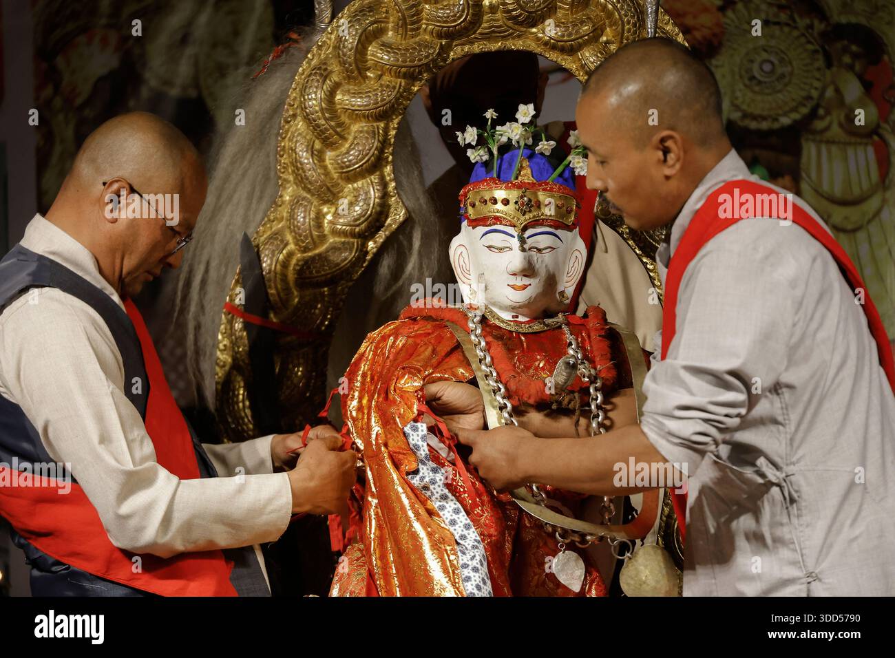 On December 28, 2025, in Kathmandu, Nepal. Priests perform a ...