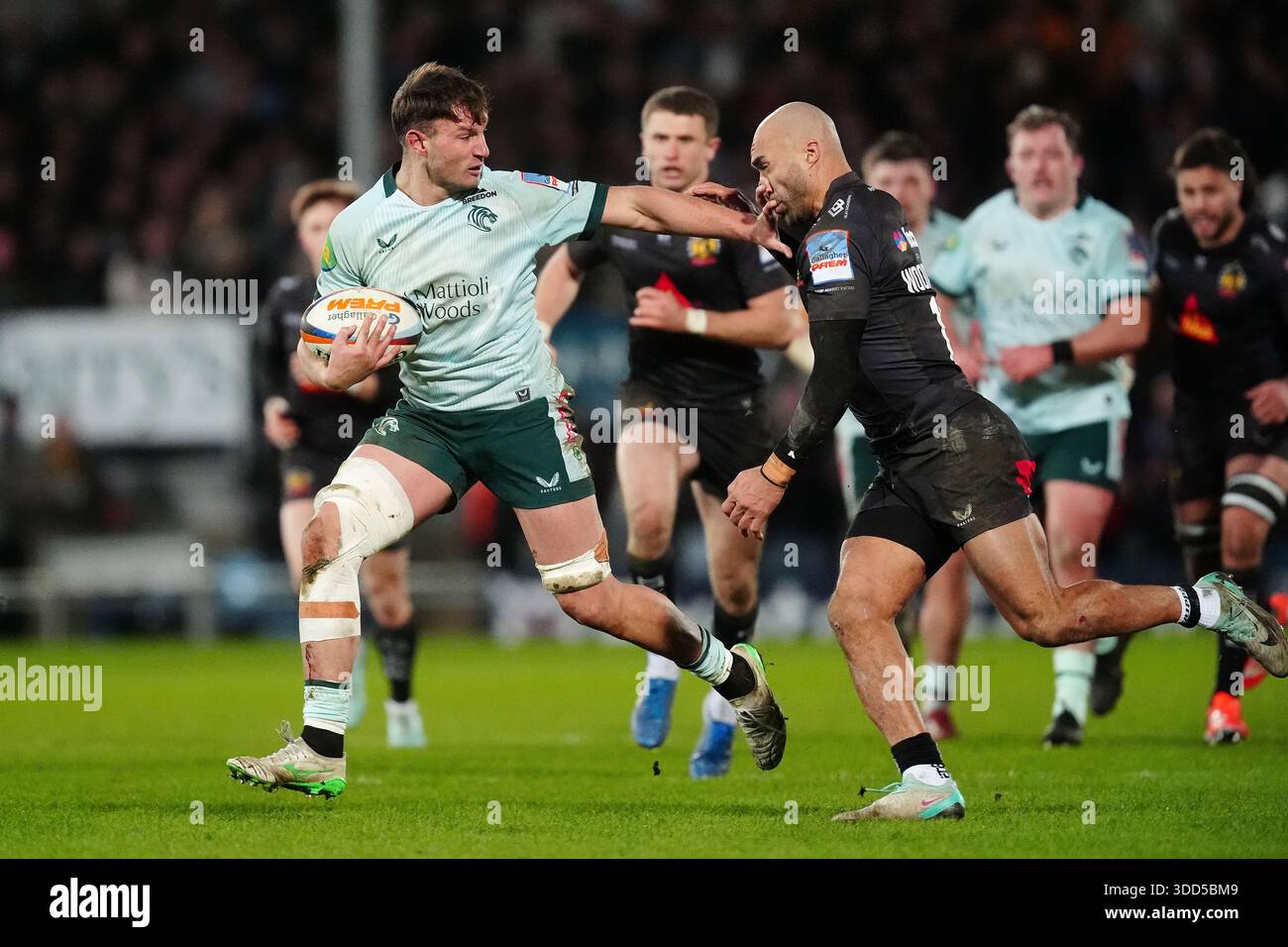 Leicester Tigers' Joaquin Moro (left) gets away from Exeter Chiefs ...