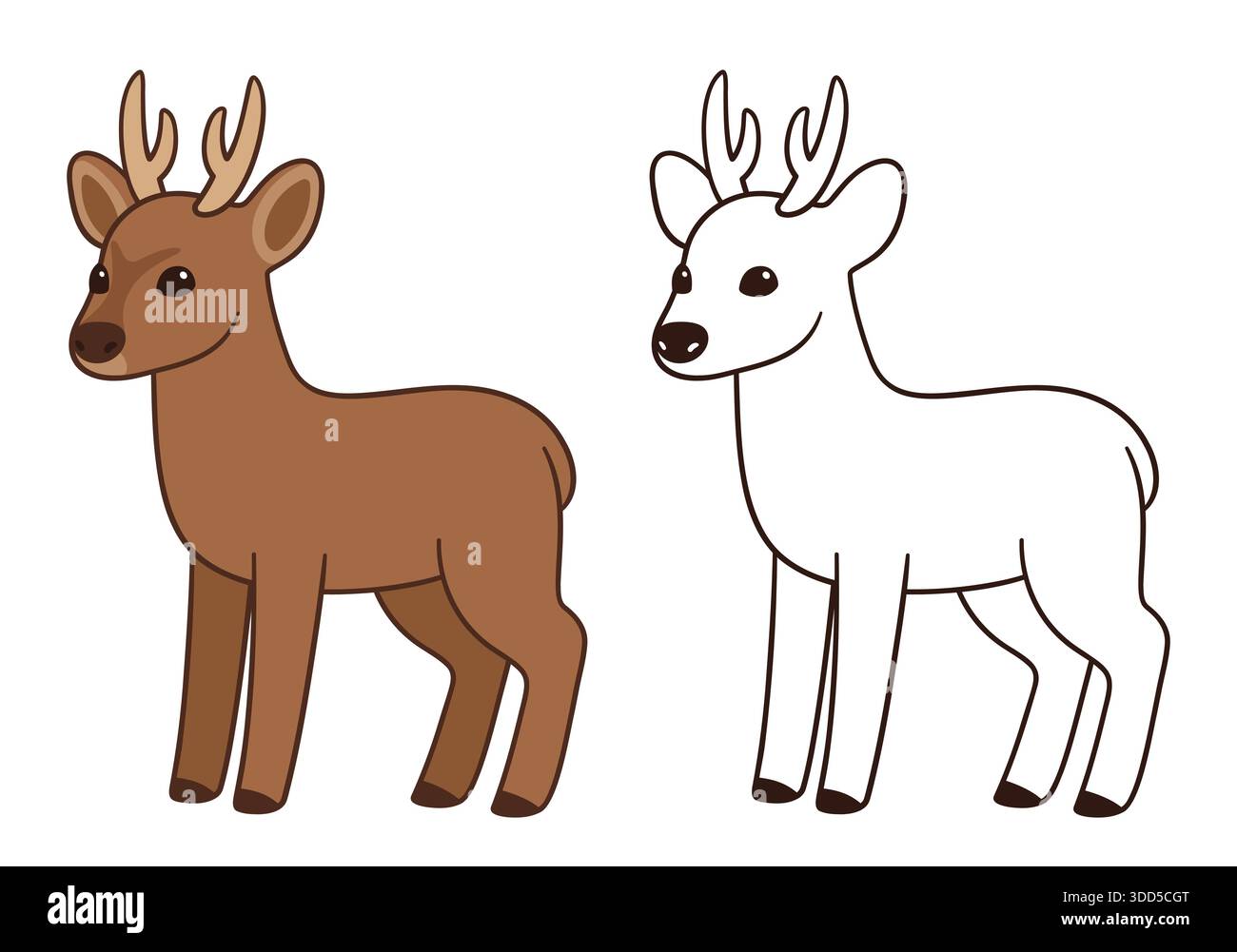 Cartoon huemul deer drawing, national animal of Chile. Black and white ...