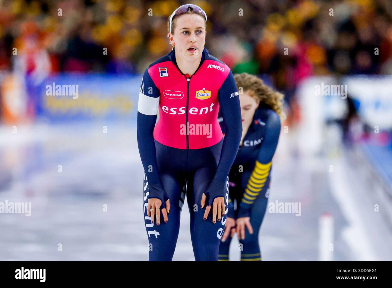 Meike Veen of Team Essent looks exhausted after competing on the Women ...