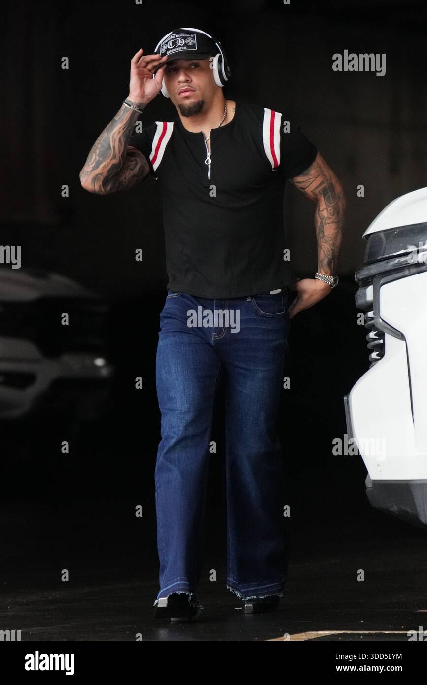 Cincinnati Bengals halfback Chase Brown arrives before an NFL football ...