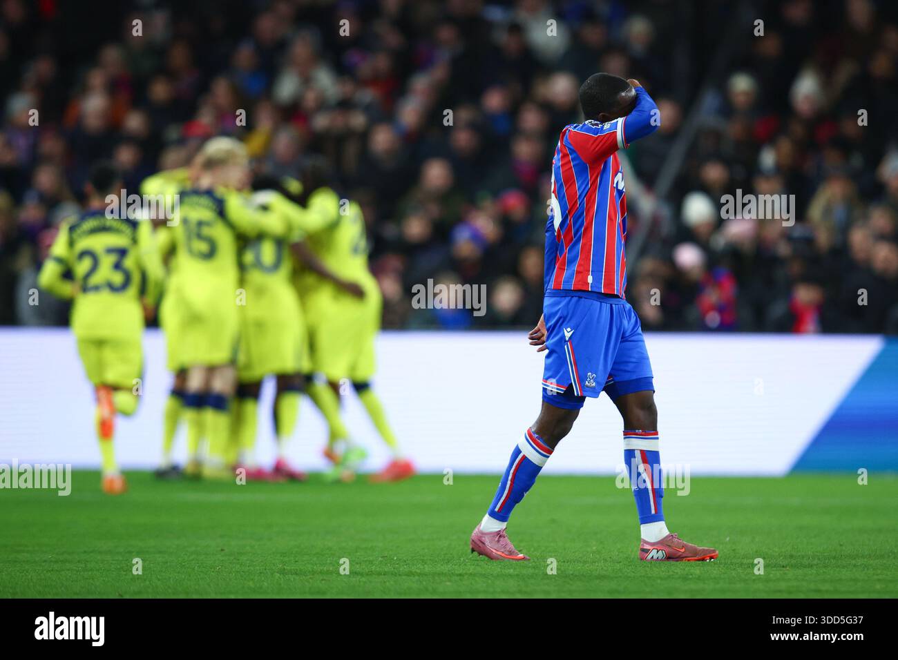 LONDON, UK - 28th Dec 2025: Tyrick Mitchell of Crystal Palace dejected ...