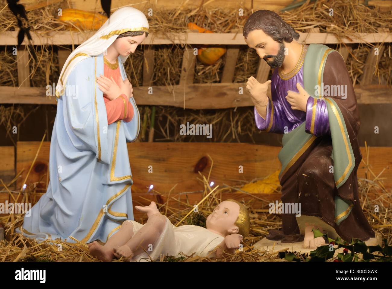 Nouvelle-Aquitaine, France. December 27, 2025. Nativity scene and ...