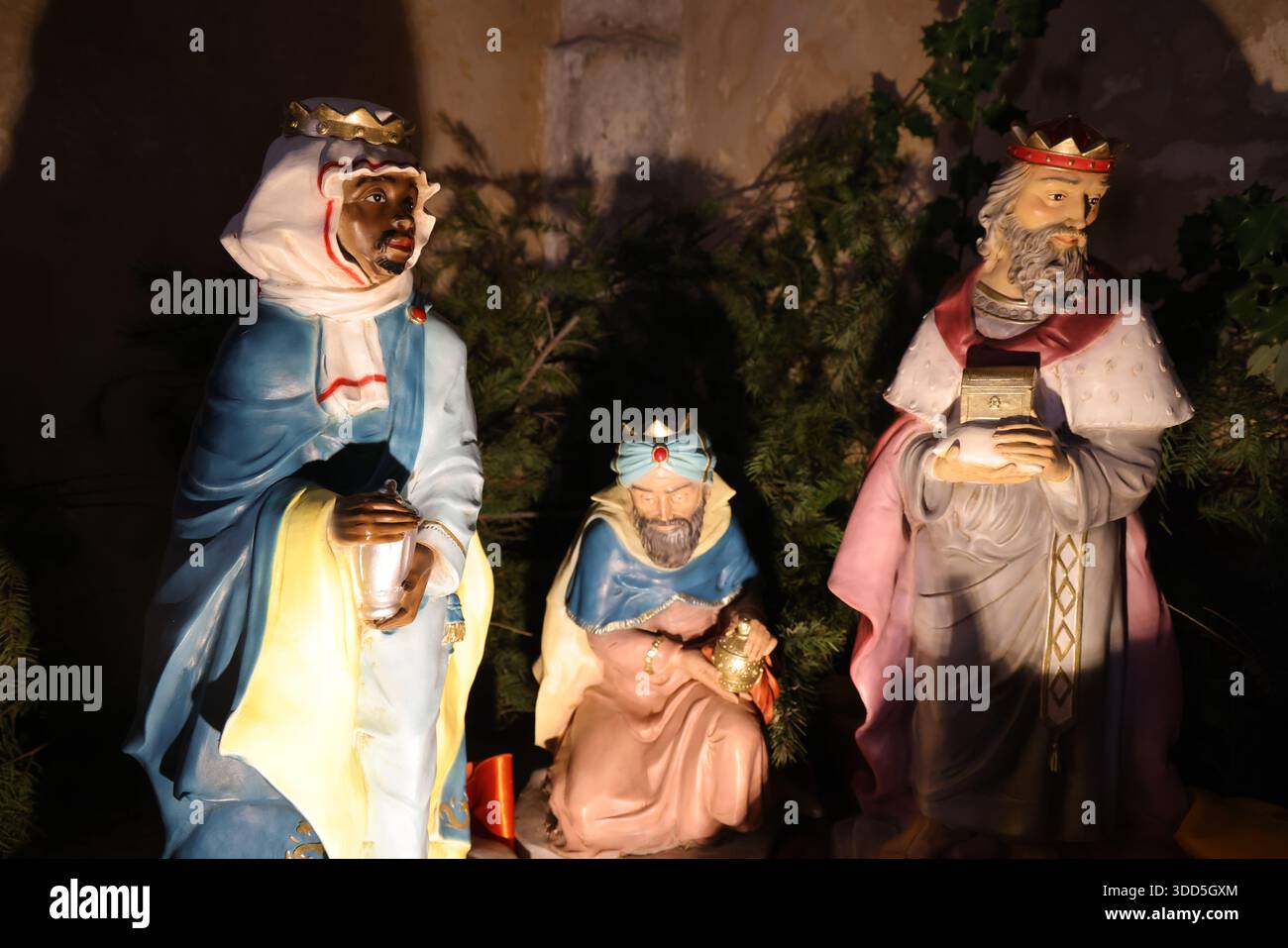 Nouvelle-Aquitaine, France. December 27, 2025. Nativity scene and ...