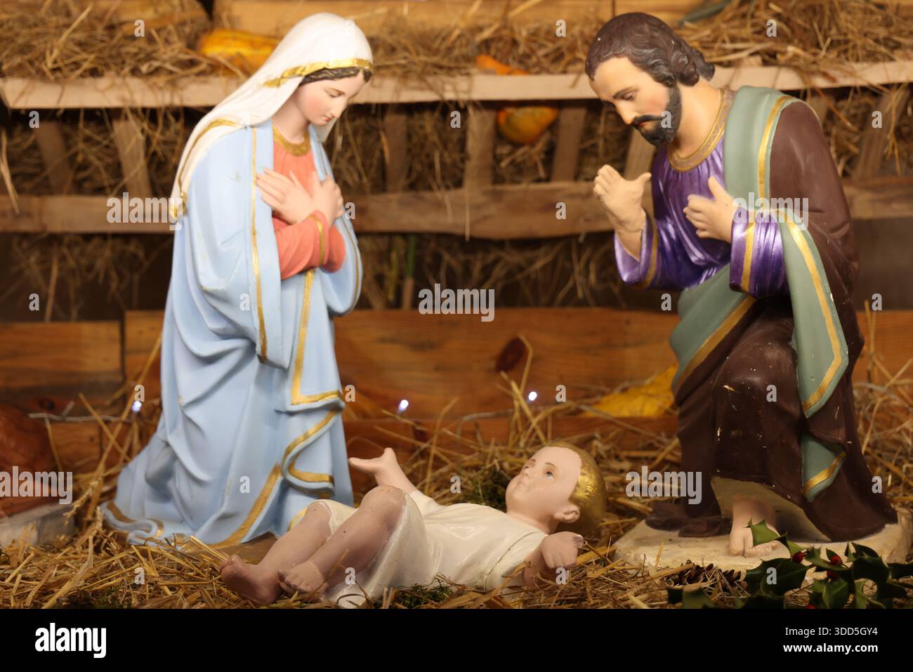 Nouvelle-Aquitaine, France. December 27, 2025. Nativity scene and ...