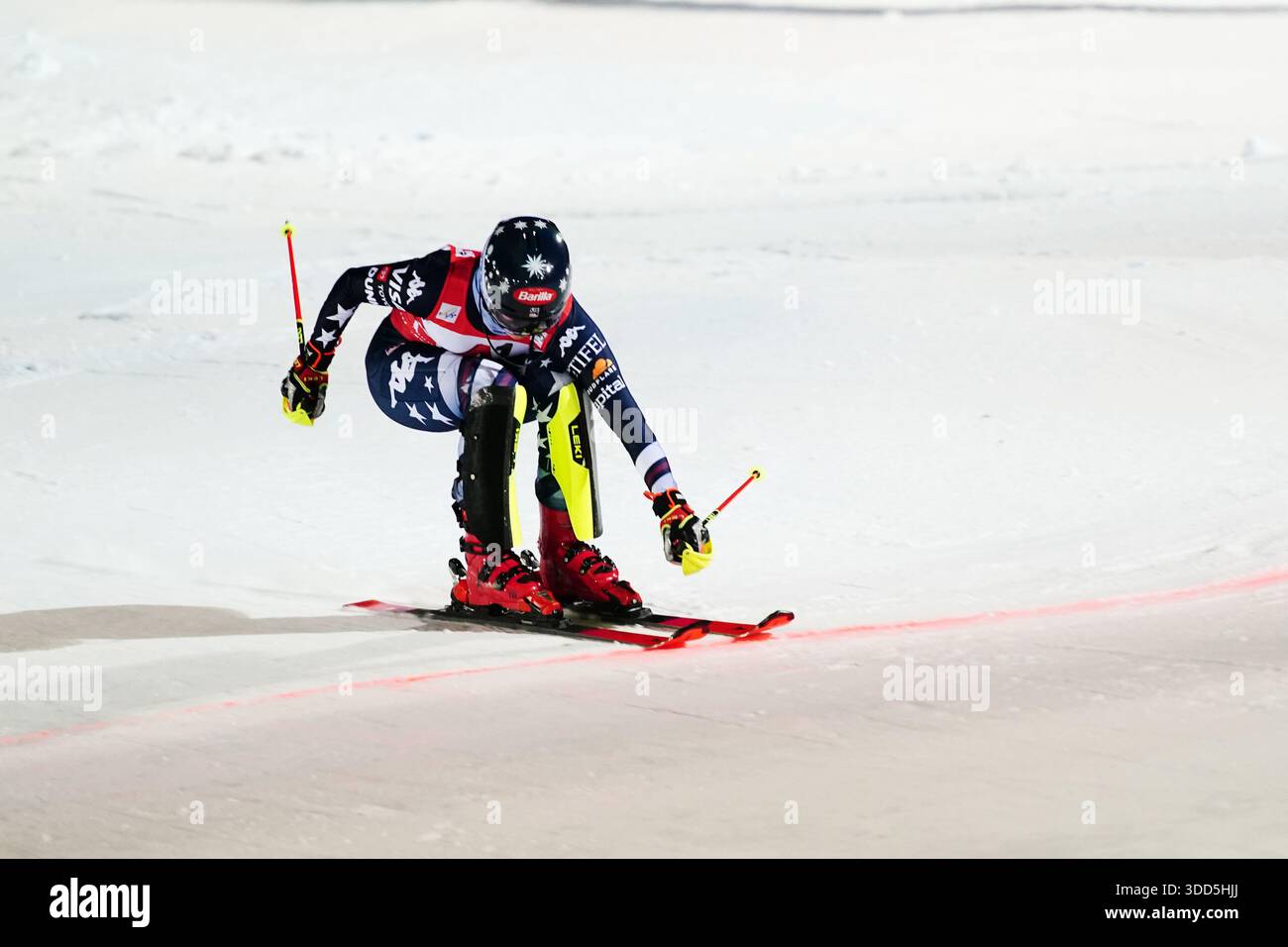United States' Mikaela Shiffrin crosses the finish line of an alpine ...