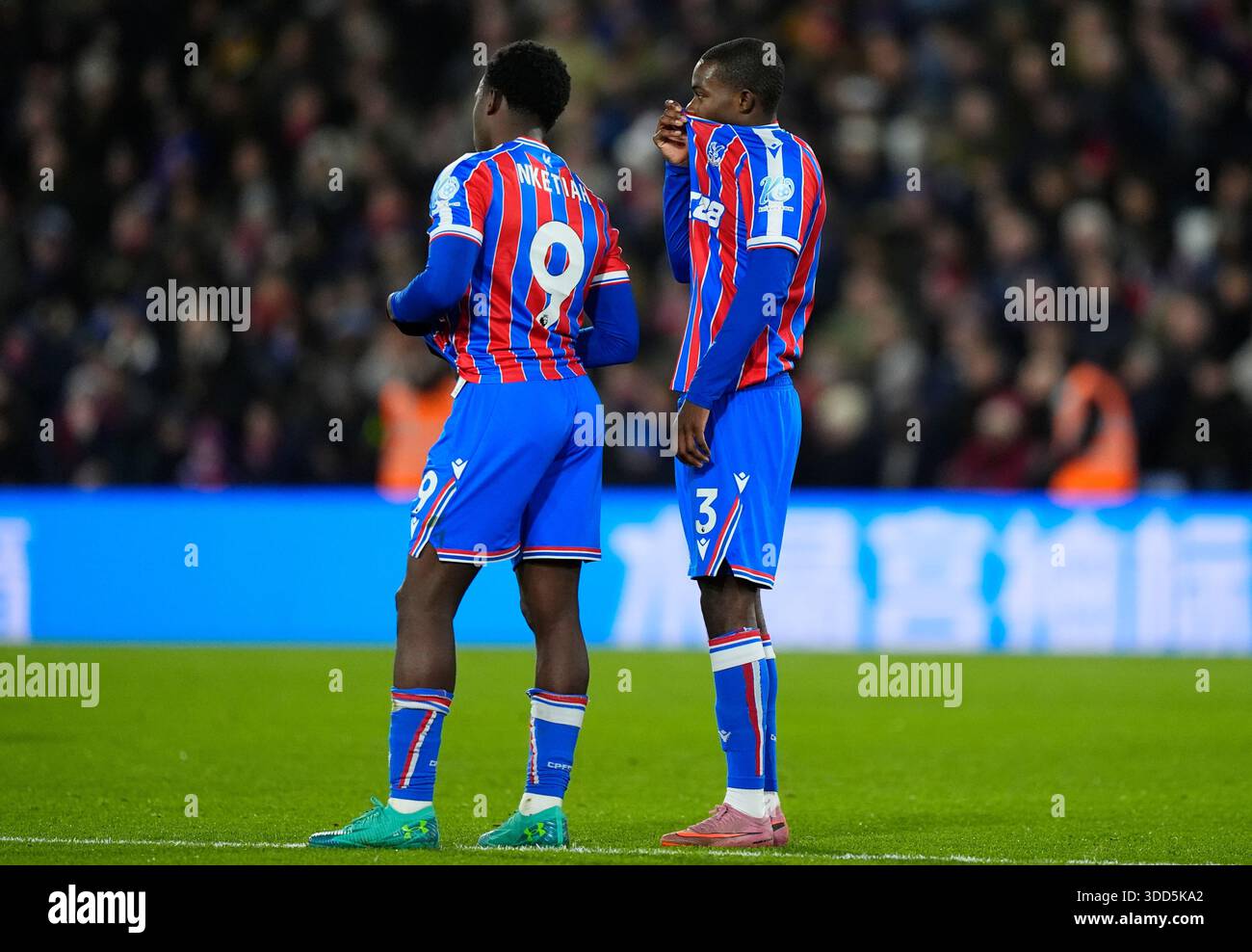 Crystal Palace's Eddie Nketiah (left) and Tyrick Mitchell appear ...