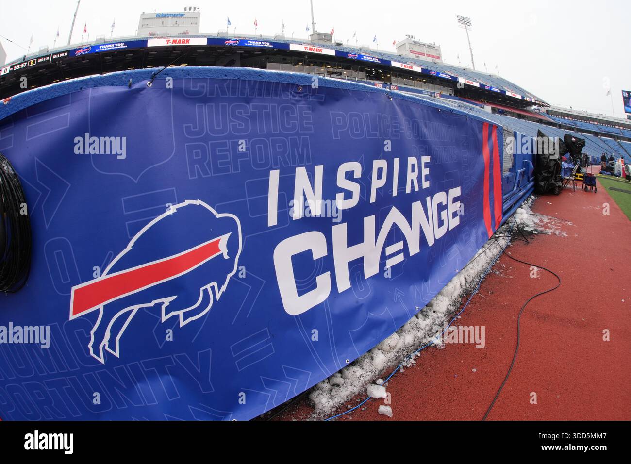 An Inspire Change logo is seen before an NFL football game between the ...