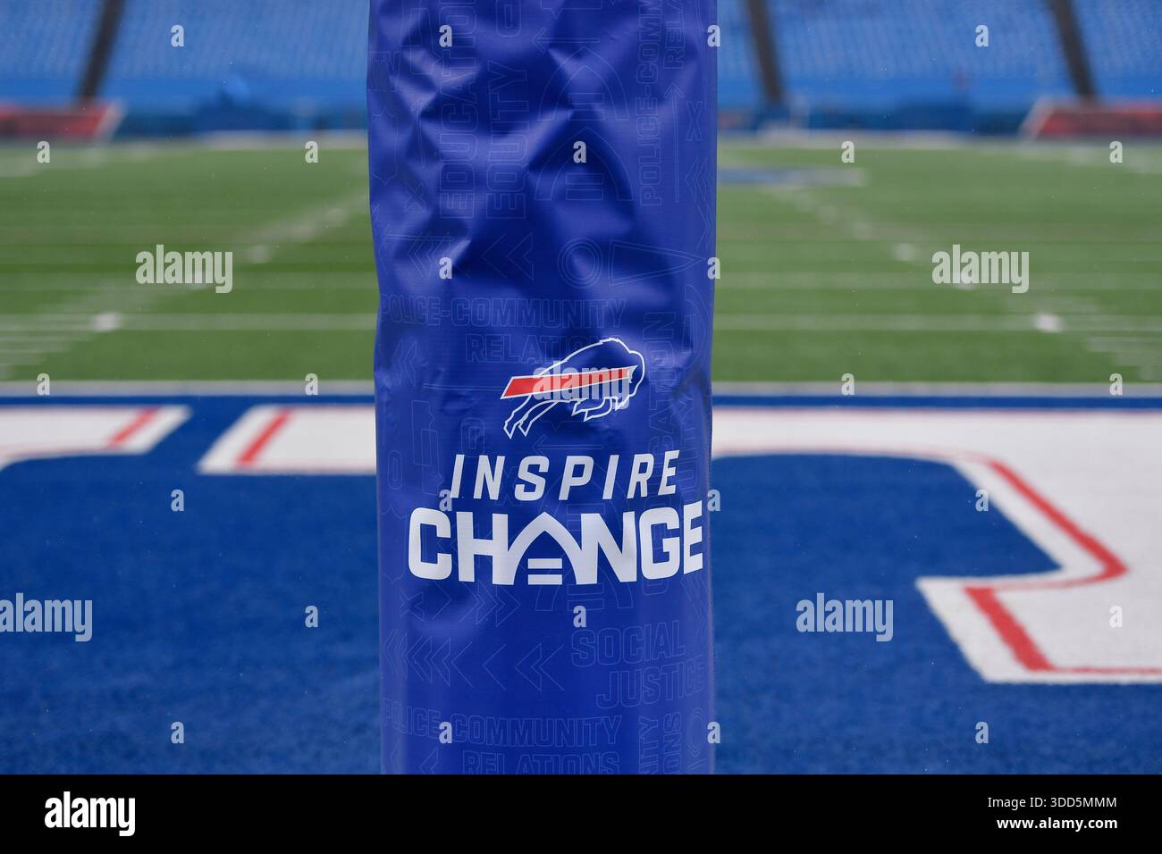 An Inspire Change logo is seen before an NFL football game between the ...