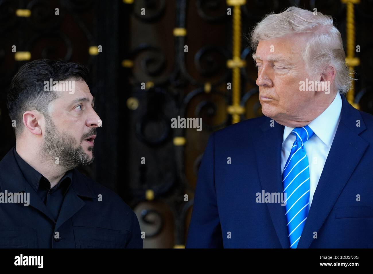 President Donald Trump greets Ukraine's President Volodymyr Zelenskyy ...