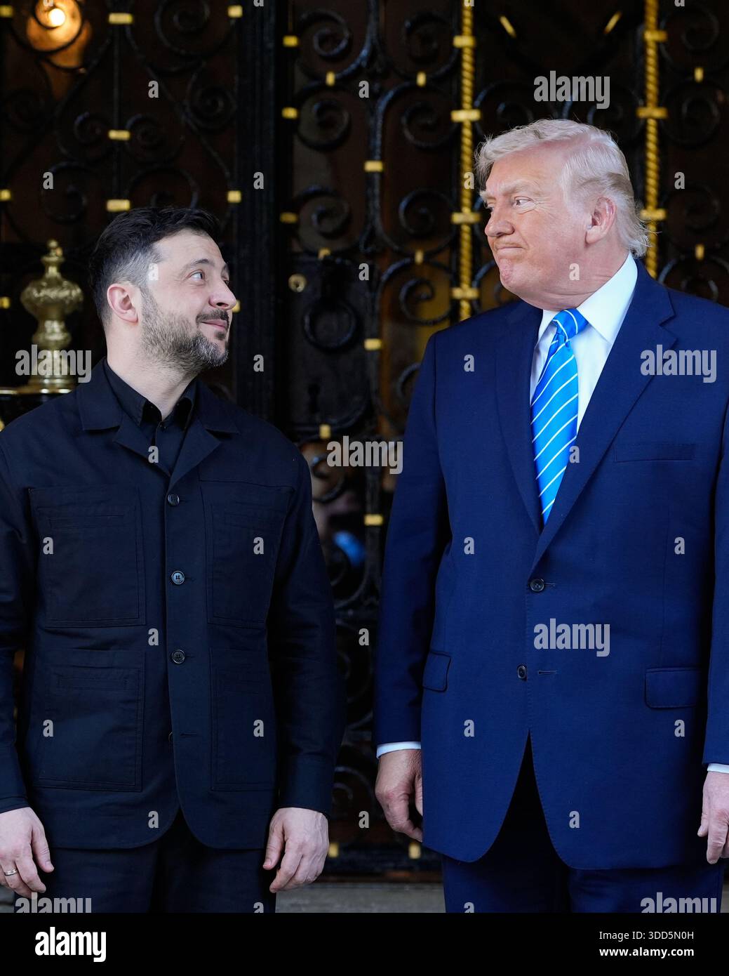 President Donald Trump greets Ukraine's President Volodymyr Zelenskyy ...