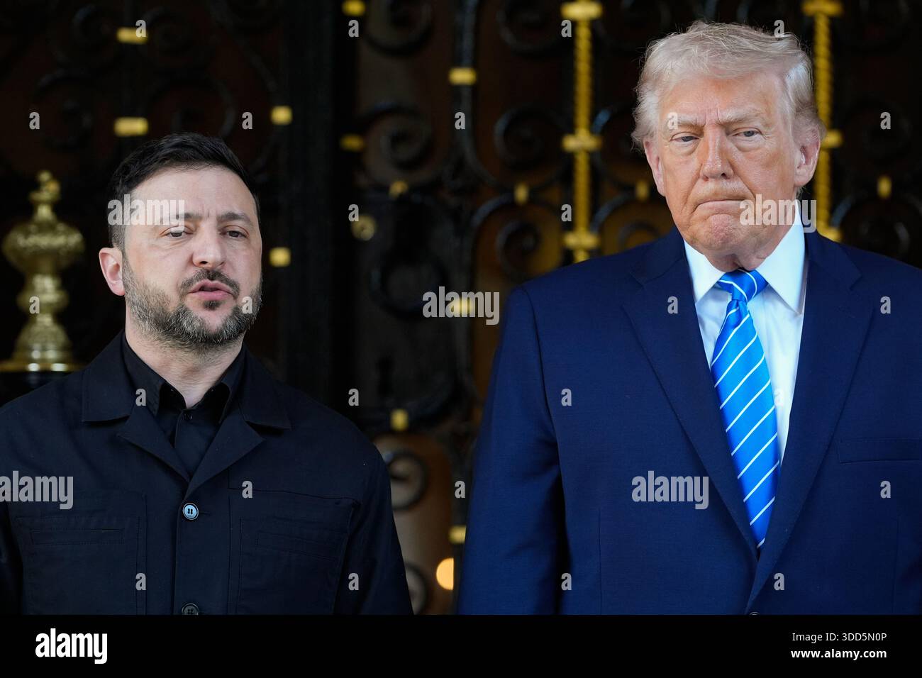 President Donald Trump greets Ukraine's President Volodymyr Zelenskyy ...