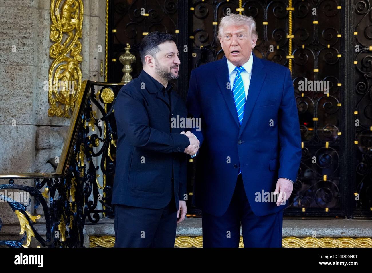 President Donald Trump greets Ukraine's President Volodymyr Zelenskyy ...
