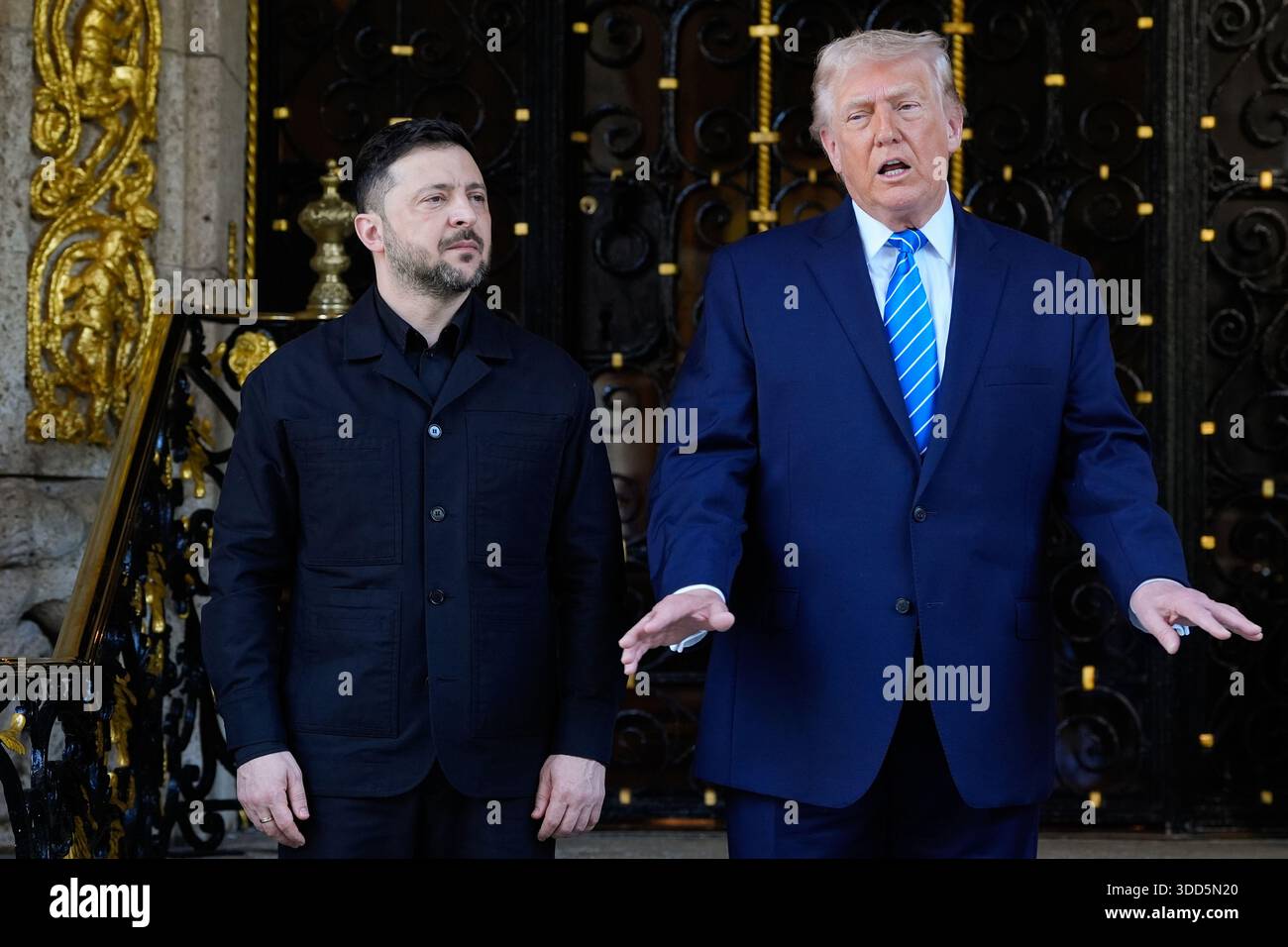 President Donald Trump greets Ukraine's President Volodymyr Zelenskyy ...