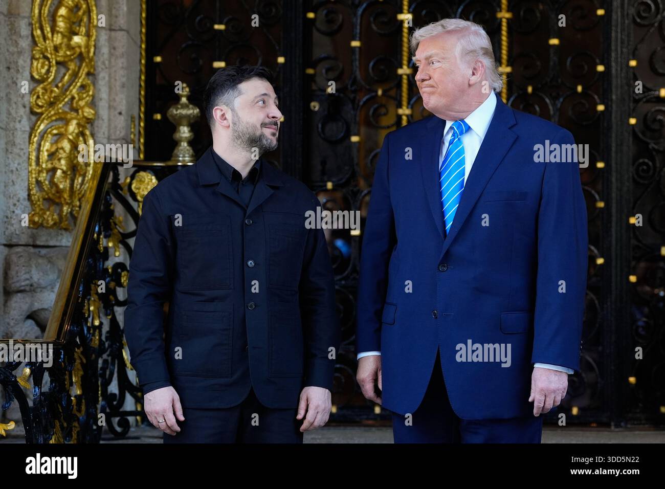 President Donald Trump greets Ukraine's President Volodymyr Zelenskyy ...