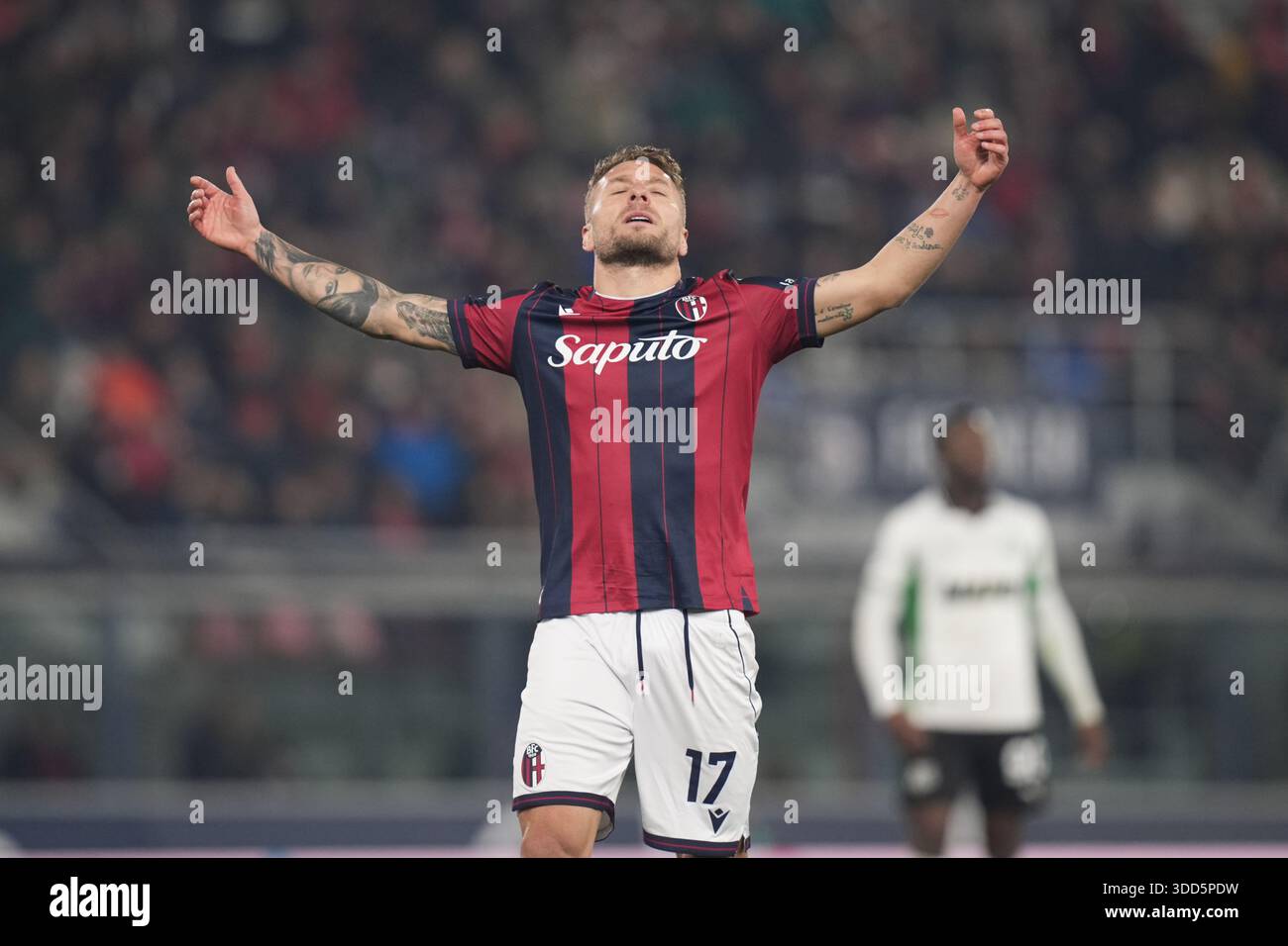 Bologna's Ciro Immobile reacts after missing a scoring chance during ...