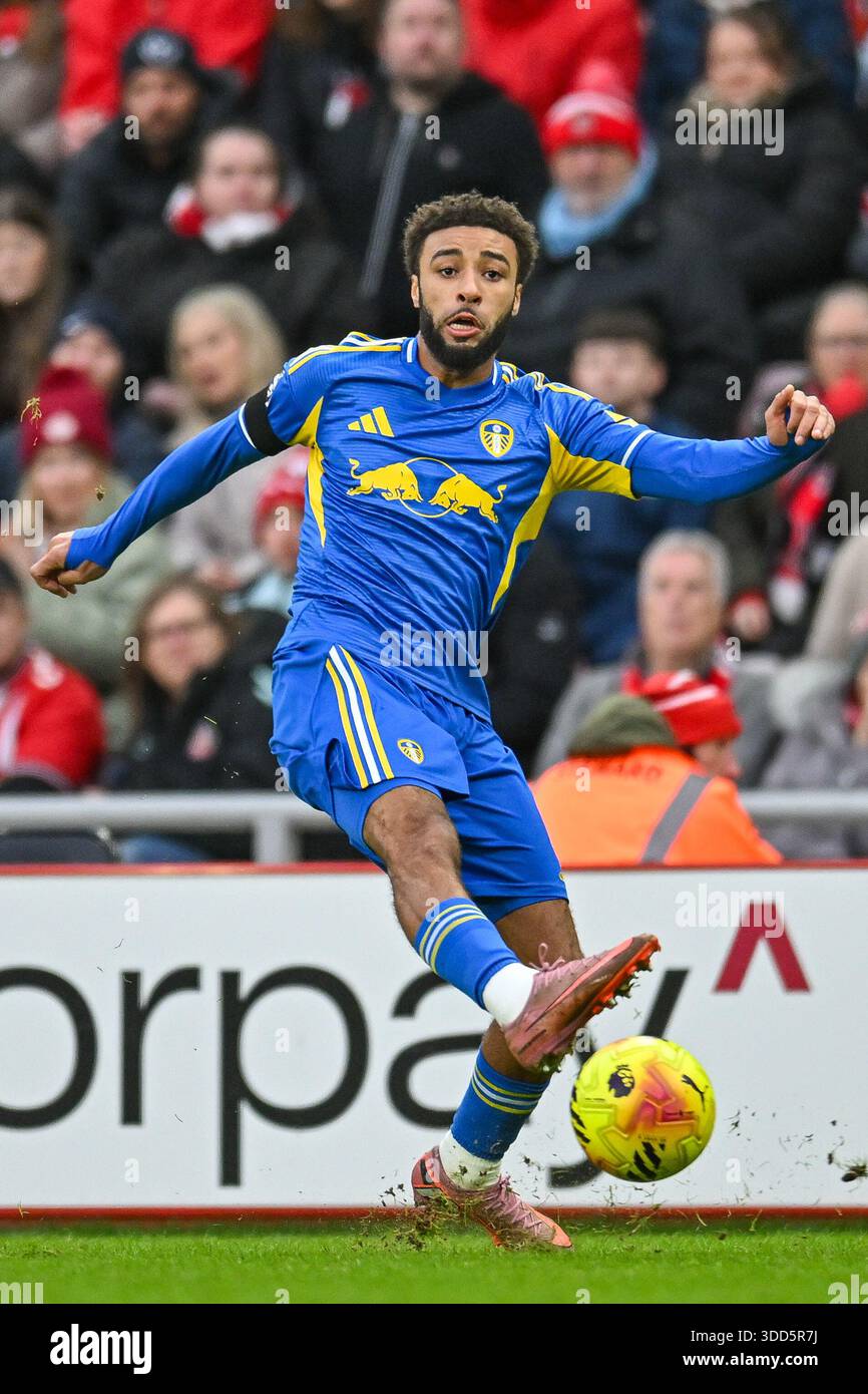 Jayden Bogle of Leeds United during the Premier League match between ...