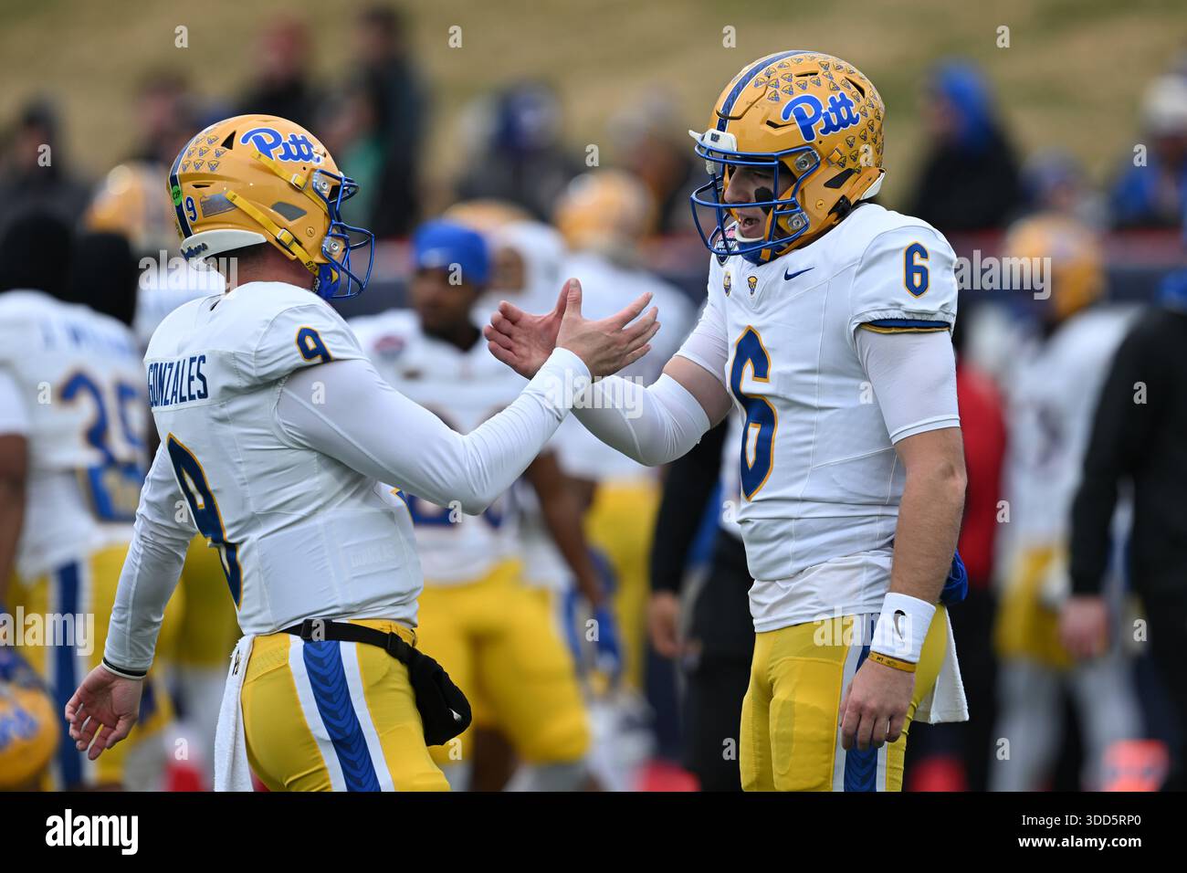 Pittsburgh quarterback Mason Heintschel (6) and Pittsburgh quarterback ...