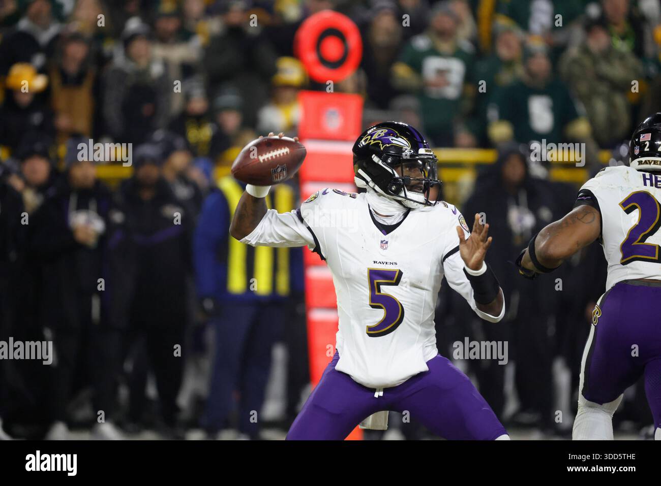 Baltimore Ravens quarterback Tyler Huntley (5) an NFL football game ...