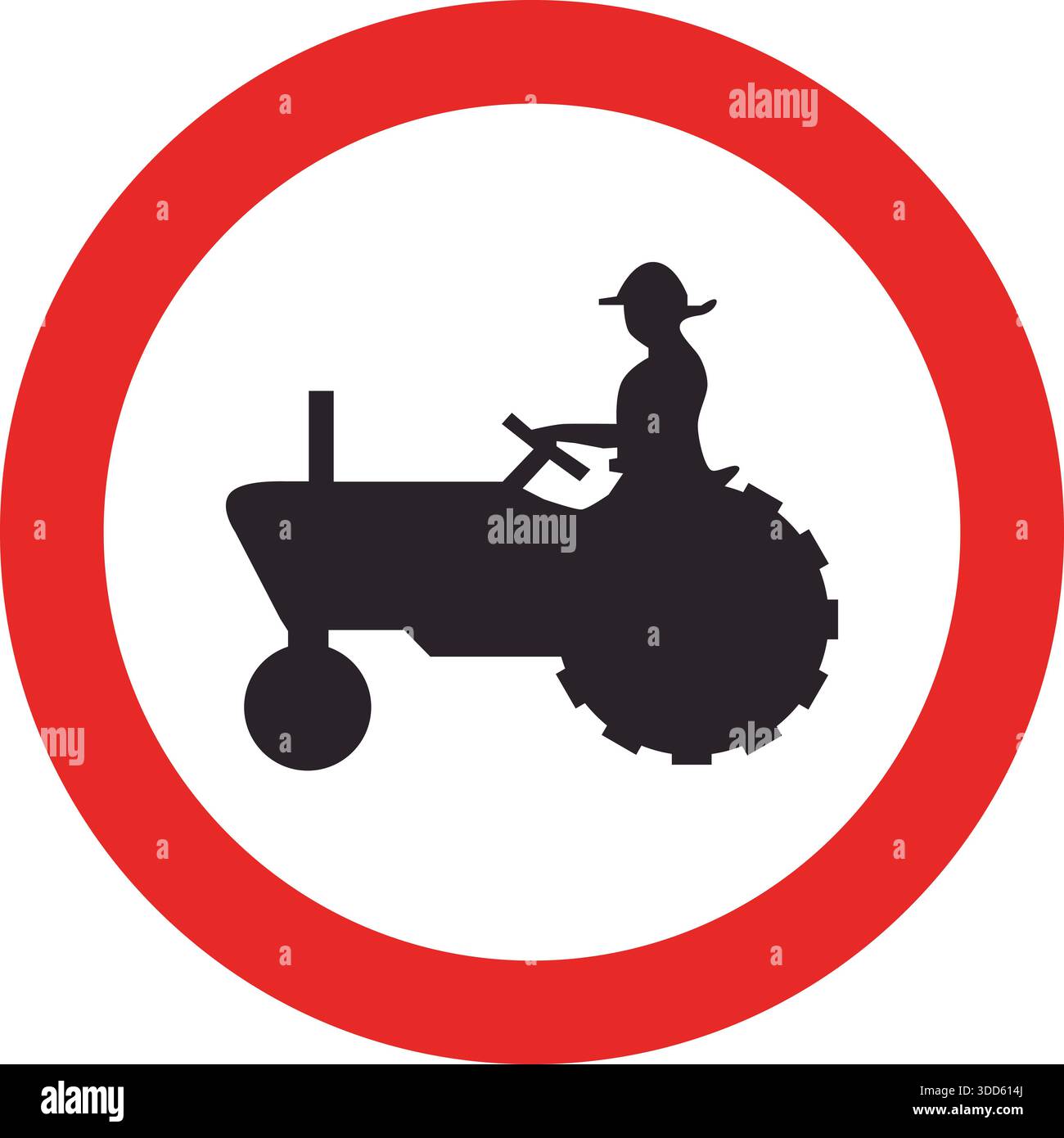 Traffic sign indicating tractor crossing permission on road Stock ...