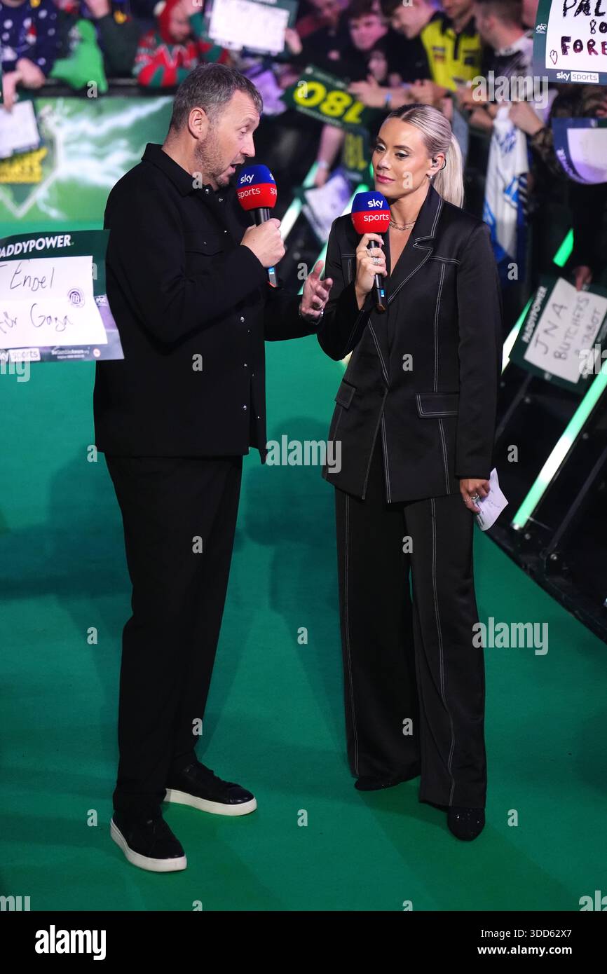 Sky Sports Darts commentator and former player Wayne Mardle (left) with ...