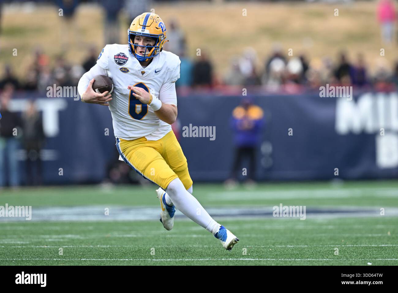 Pittsburgh quarterback Mason Heintschel (6) during the Military Bowl ...