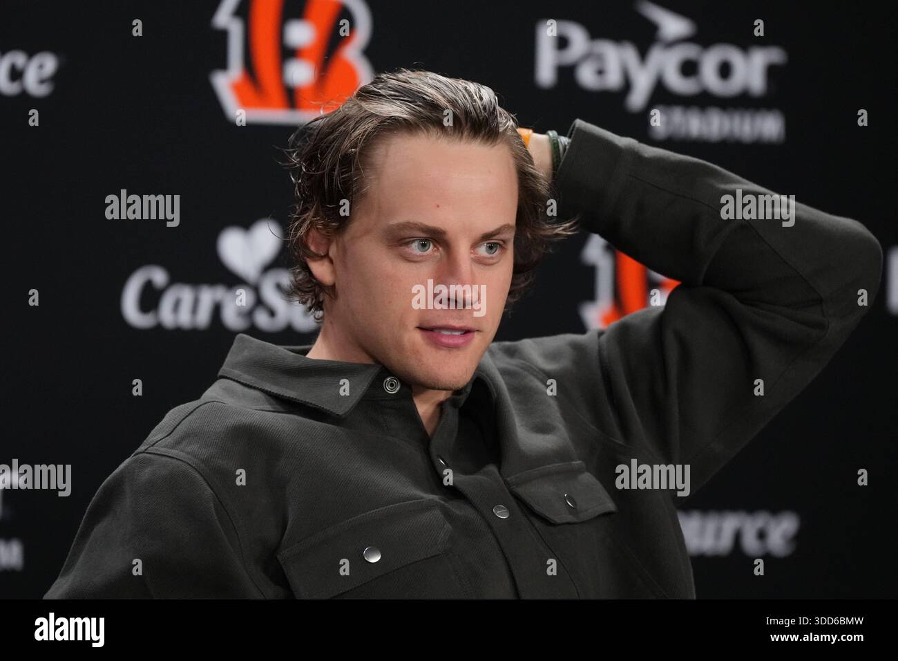Cincinnati Bengals quarterback Joe Burrow speaks during a news ...
