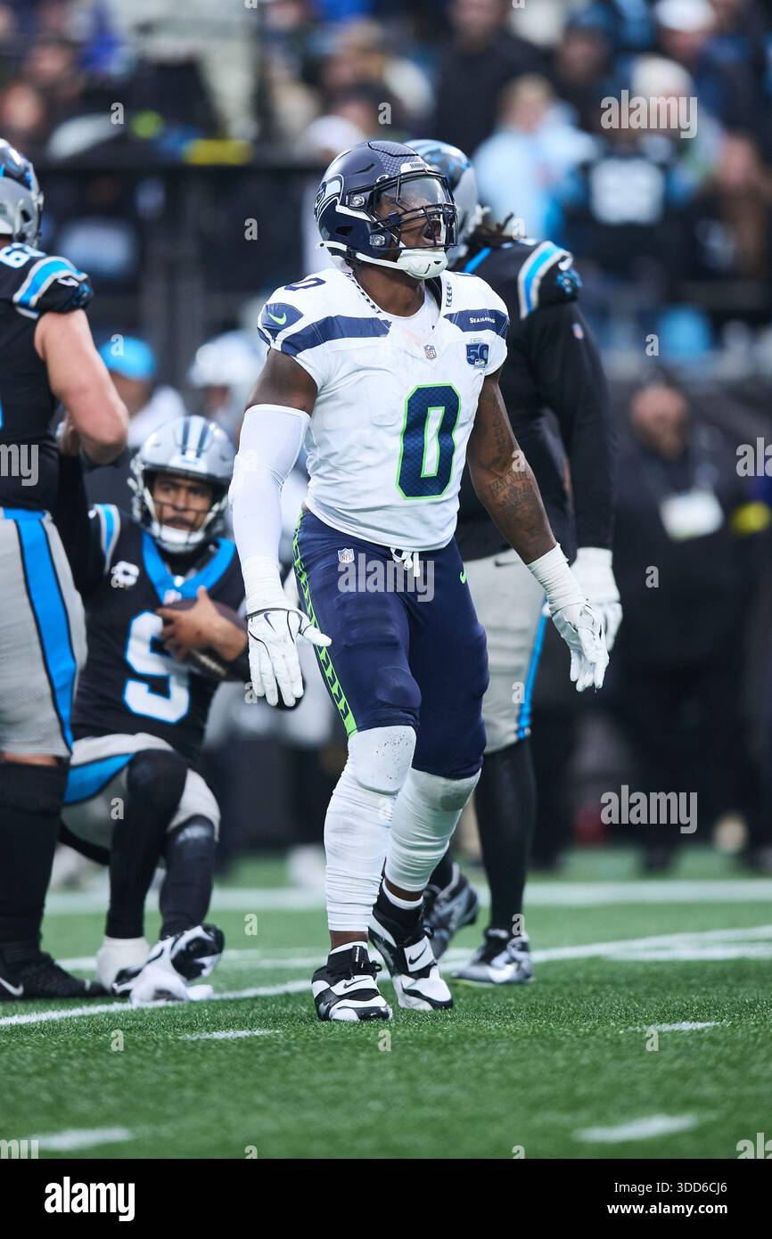 Seattle Seahawks linebacker Demarcus Lawrence (0) celebrates after a ...