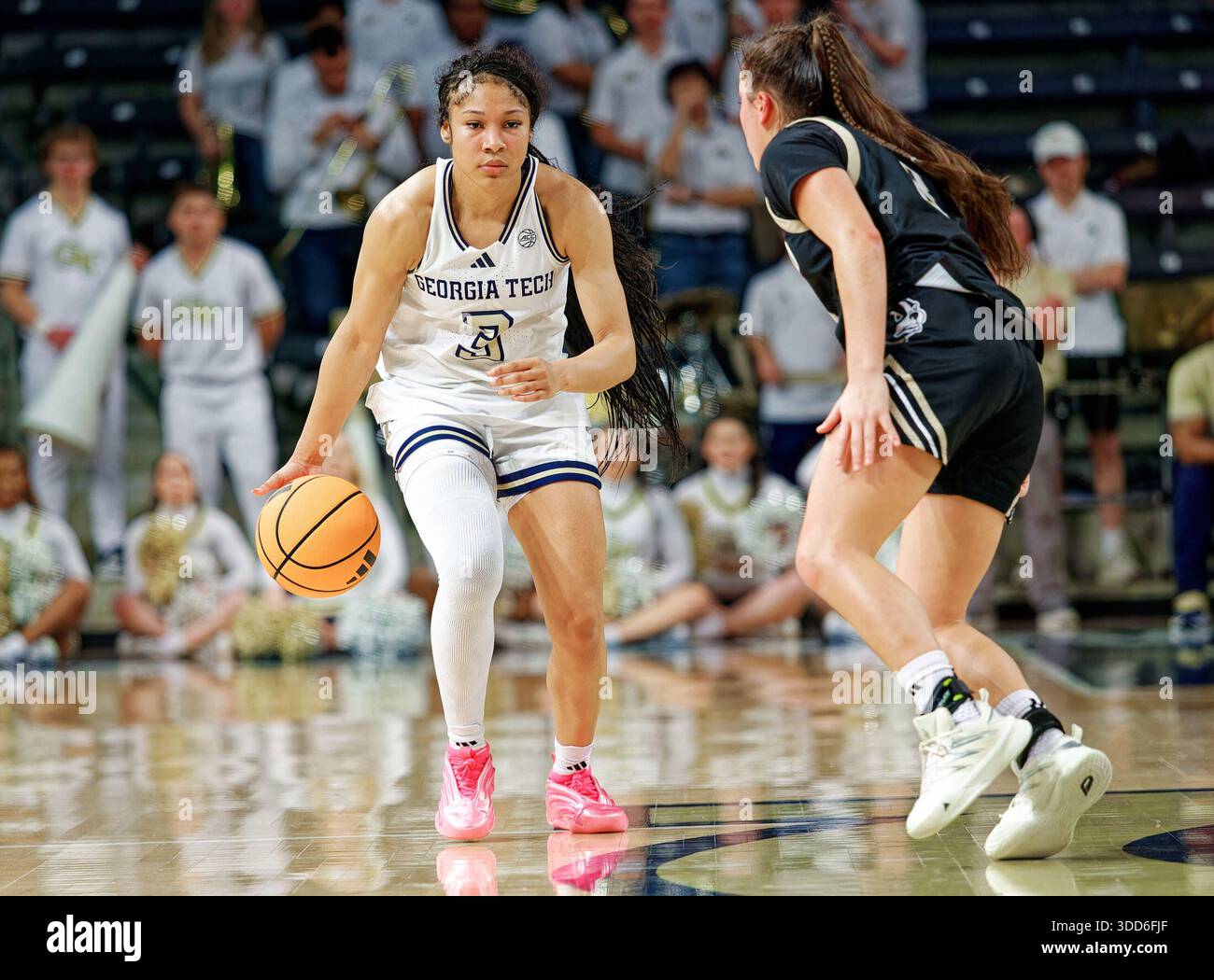 December 28, 2025: Erica Moon of Georgia Tech is defended by Gabby ...