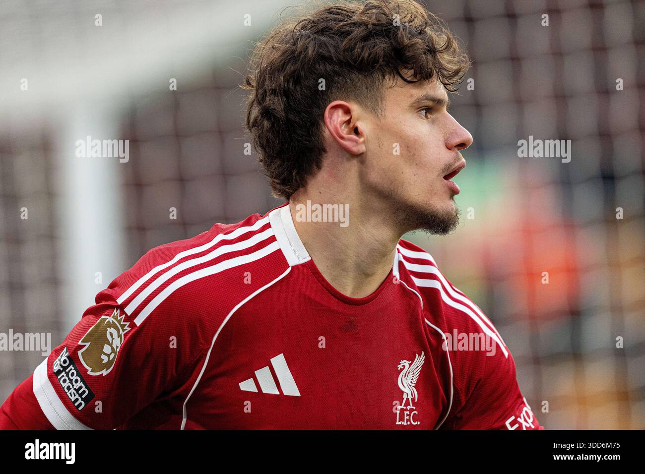 Liverpool's Milos Kerkez during the Premier League match between ...