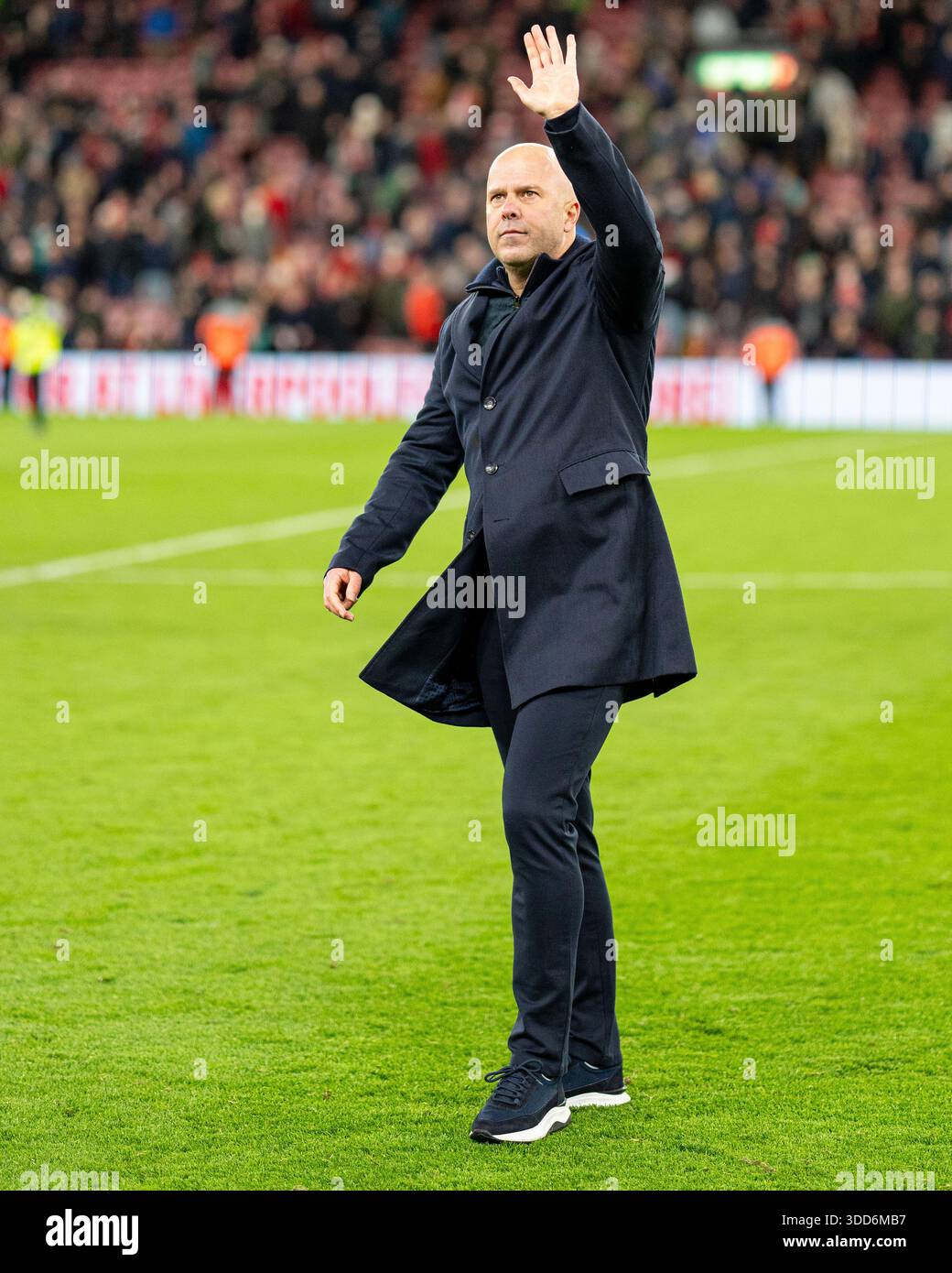 Liverpool manger Arne Slot is seen during the Premier League match ...