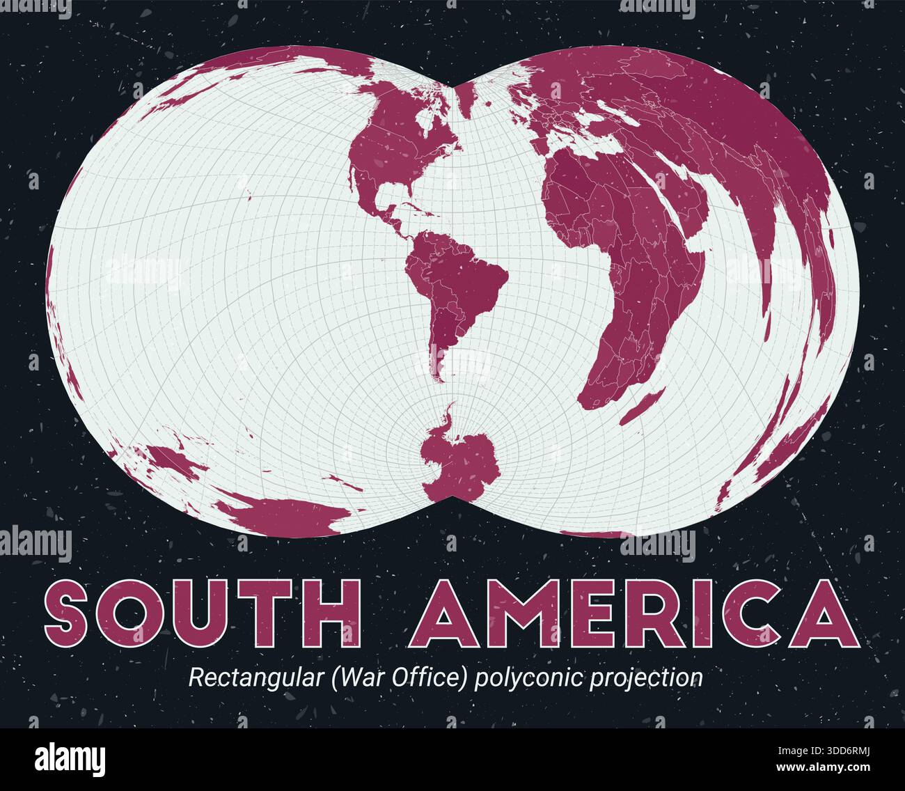 South America. World map. Rectangular (War Office) polyconic projection ...