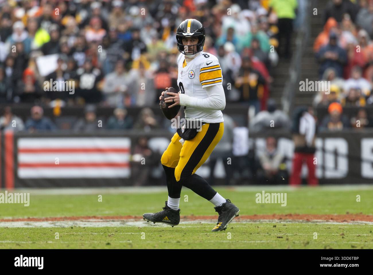 Pittsburgh Steelers quarterback Aaron Rodgers (8) looks to pass during ...