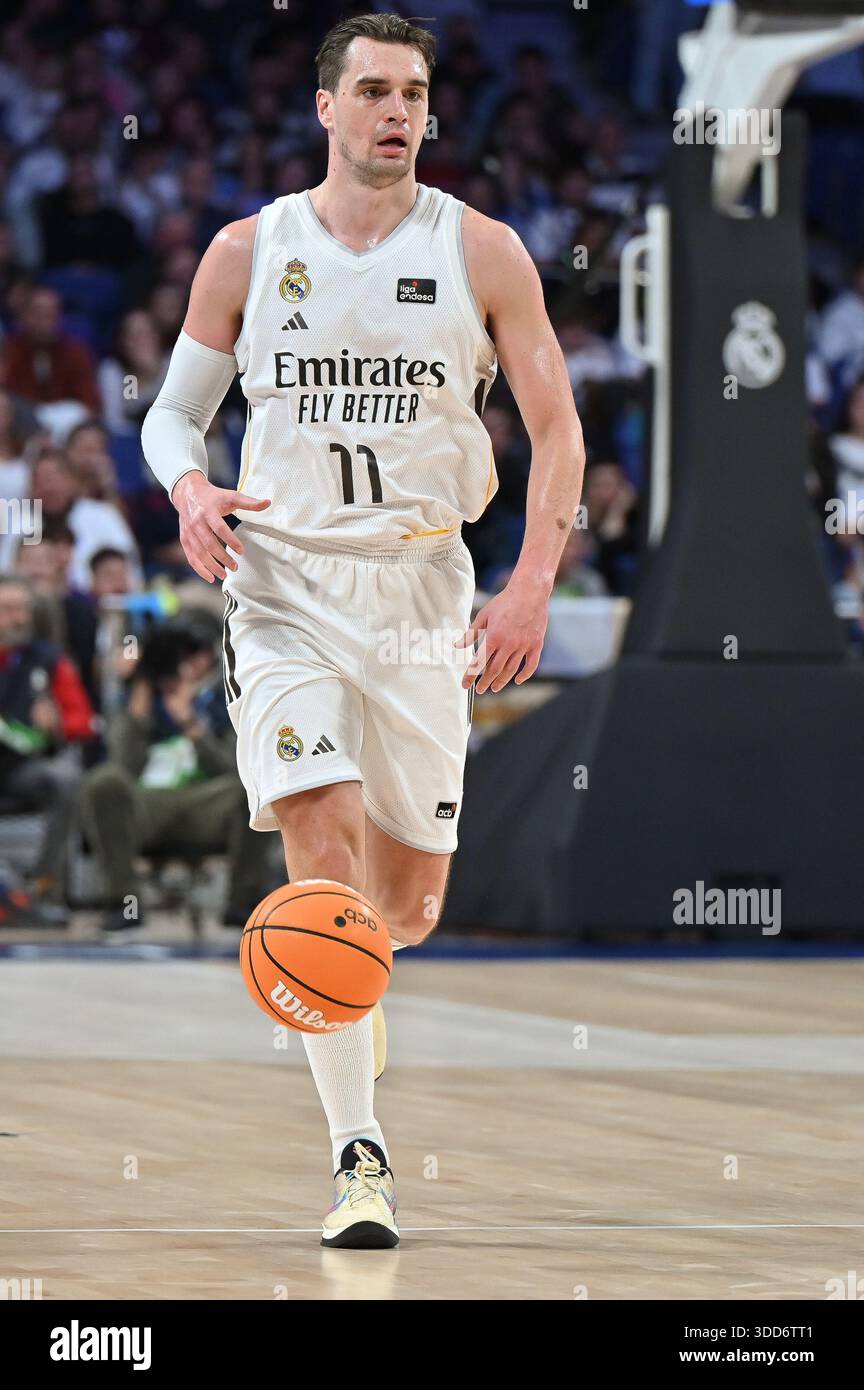 Mario Hezonja of Real Madrid seen in action during the Liga ACB ...