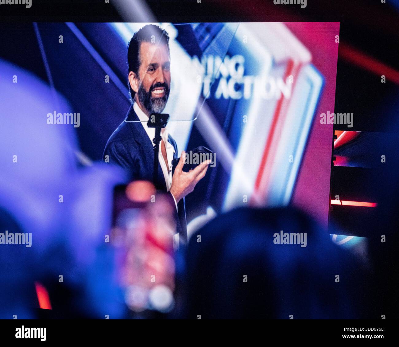 Donald Trump Jr. speaks during day 4 of AmericaFest 2025 in Phoenix, AZ ...
