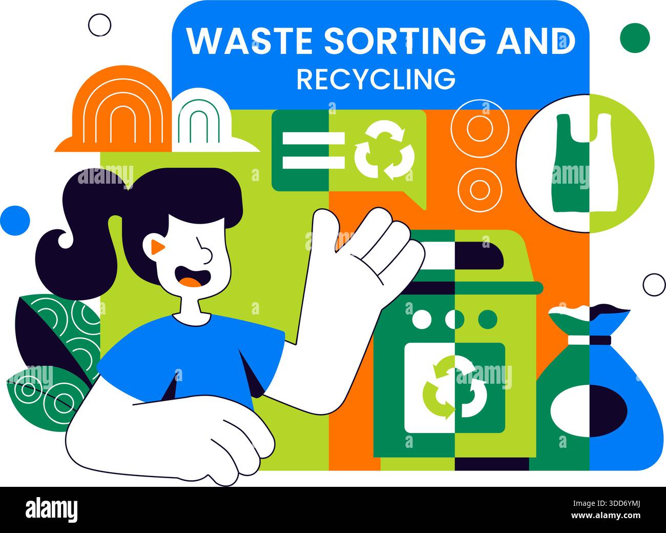 Waste Sorting and Recycling Concept Vector Illustration Showing ...
