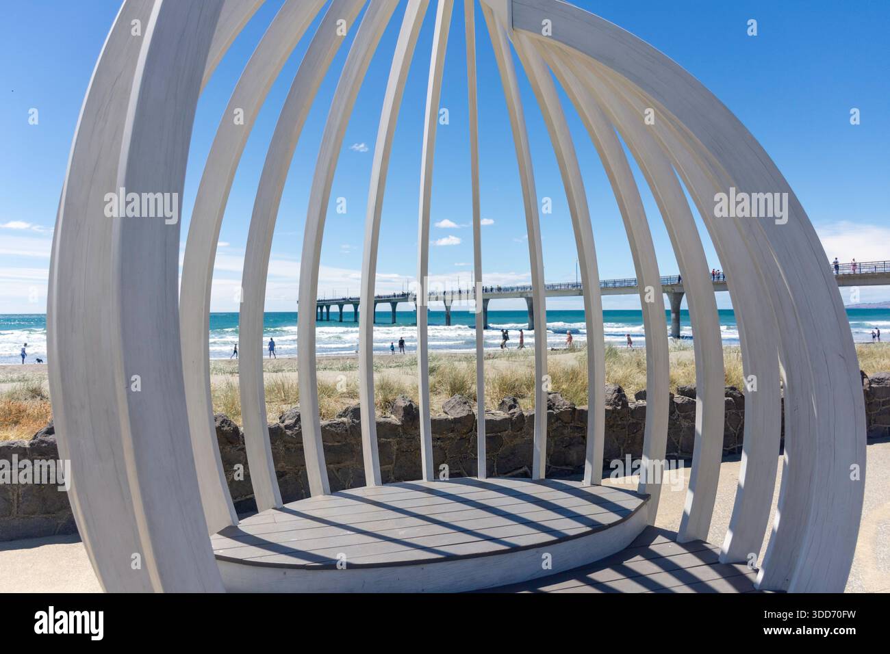 New Brighton Pier through promenade sculpture, Marine Parade, New ...