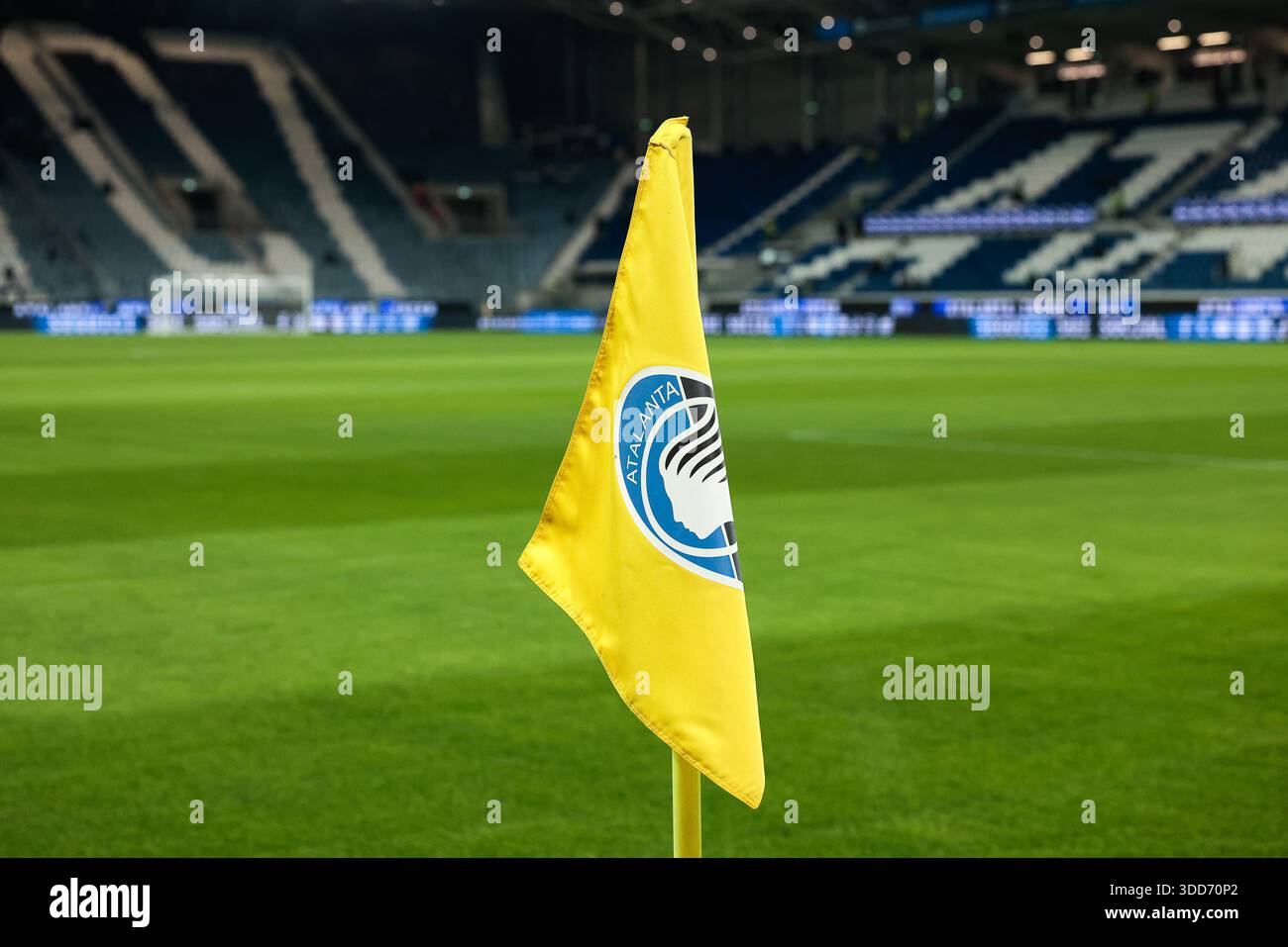 The Atalanta BC crest on a corner flag during the Italian Serie A ...