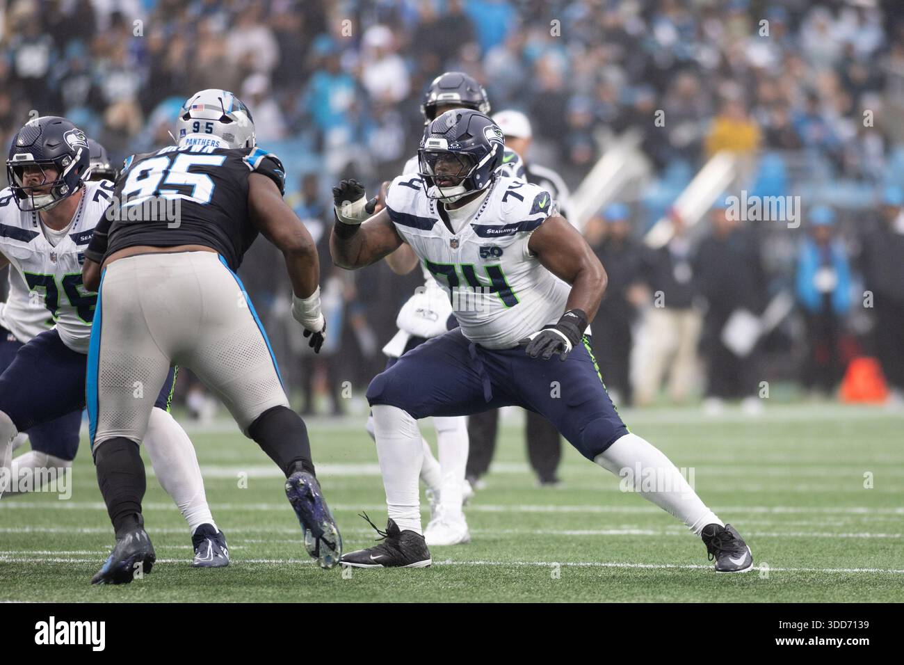 Seattle Seahawks guard Josh Jones (74) sets up a block at Bank of ...