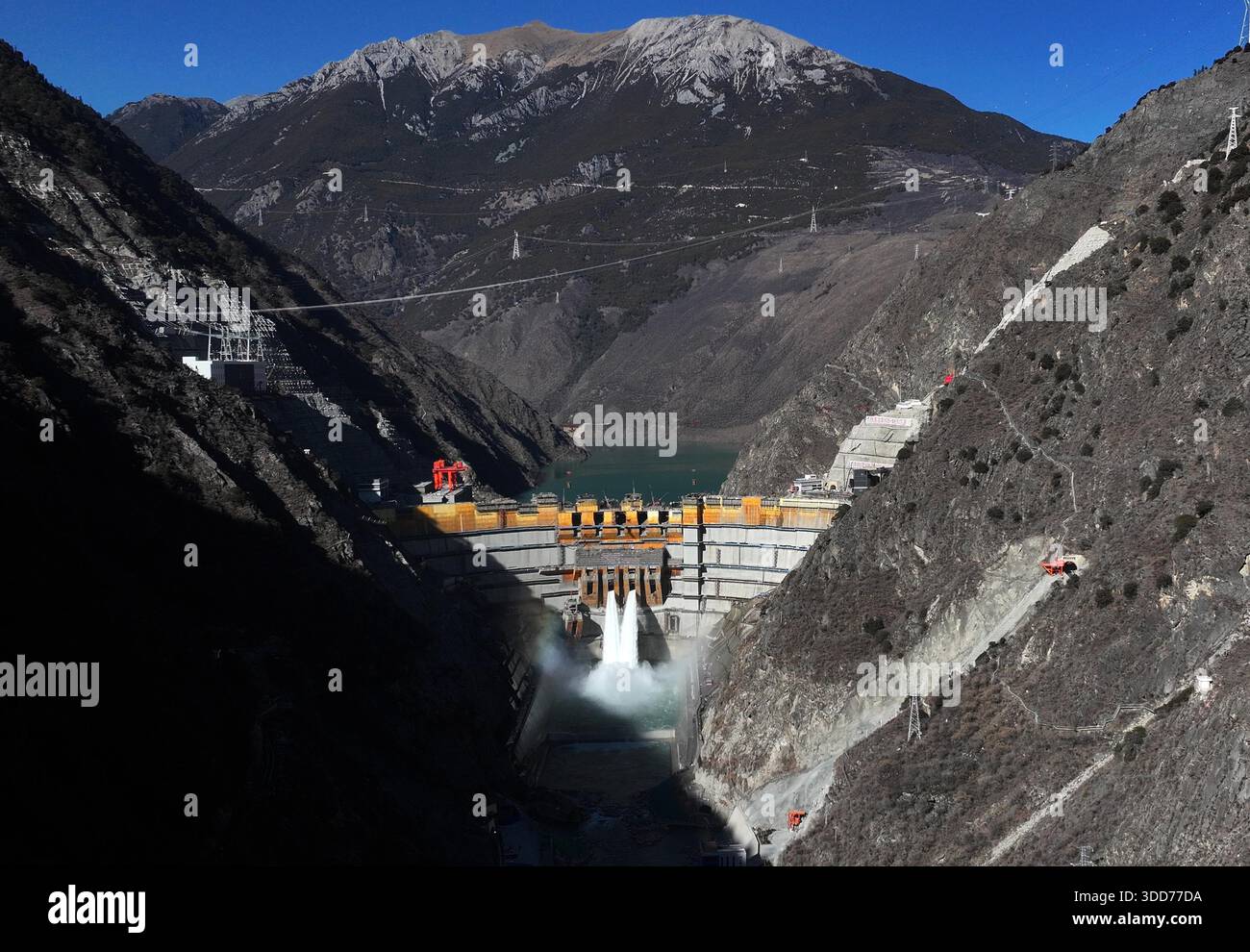Chinas highest altitude hyperbolic arch dam power station under hi-res ...